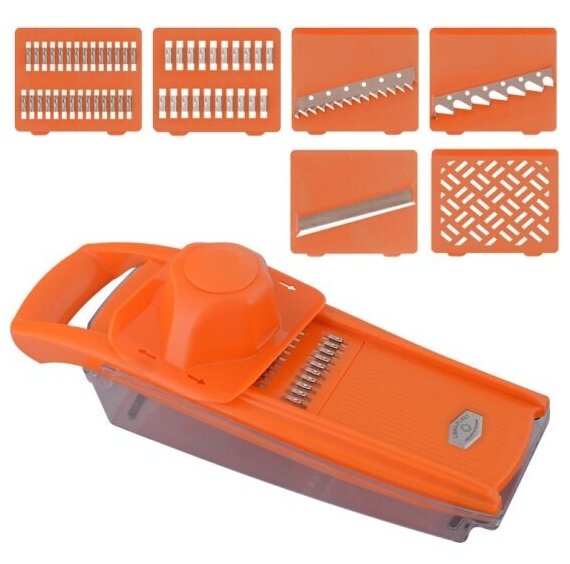 Терка с 6 насадками, держателем и контейнером Мультидом МТ76-114