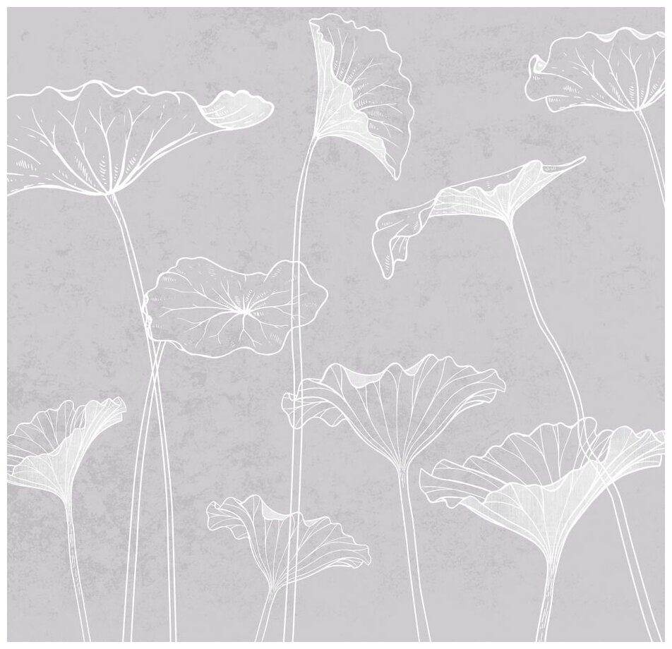 Фотообои Уютная стена "Графичные листья лотоса" 280х270 см Виниловые Бесшовные (единым полотном)