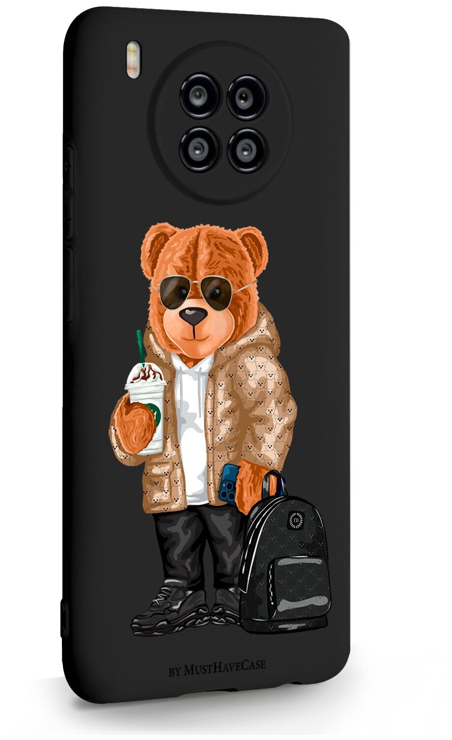 Черный силиконовый чехол MustHaveCase для Honor 50 Lite Tony Style в очках для Хонор 50 Лайт