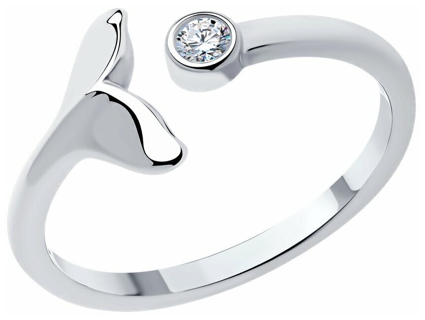 Кольцо, серебро, 925 проба, родирование, фианит