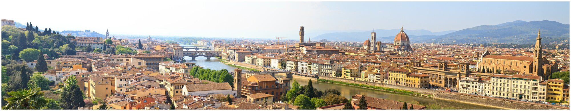 Фотообои Уютная стена "Панорама старой Флоренции. Италия" 1150х270 см Бесшовные Премиум (единым полотном)