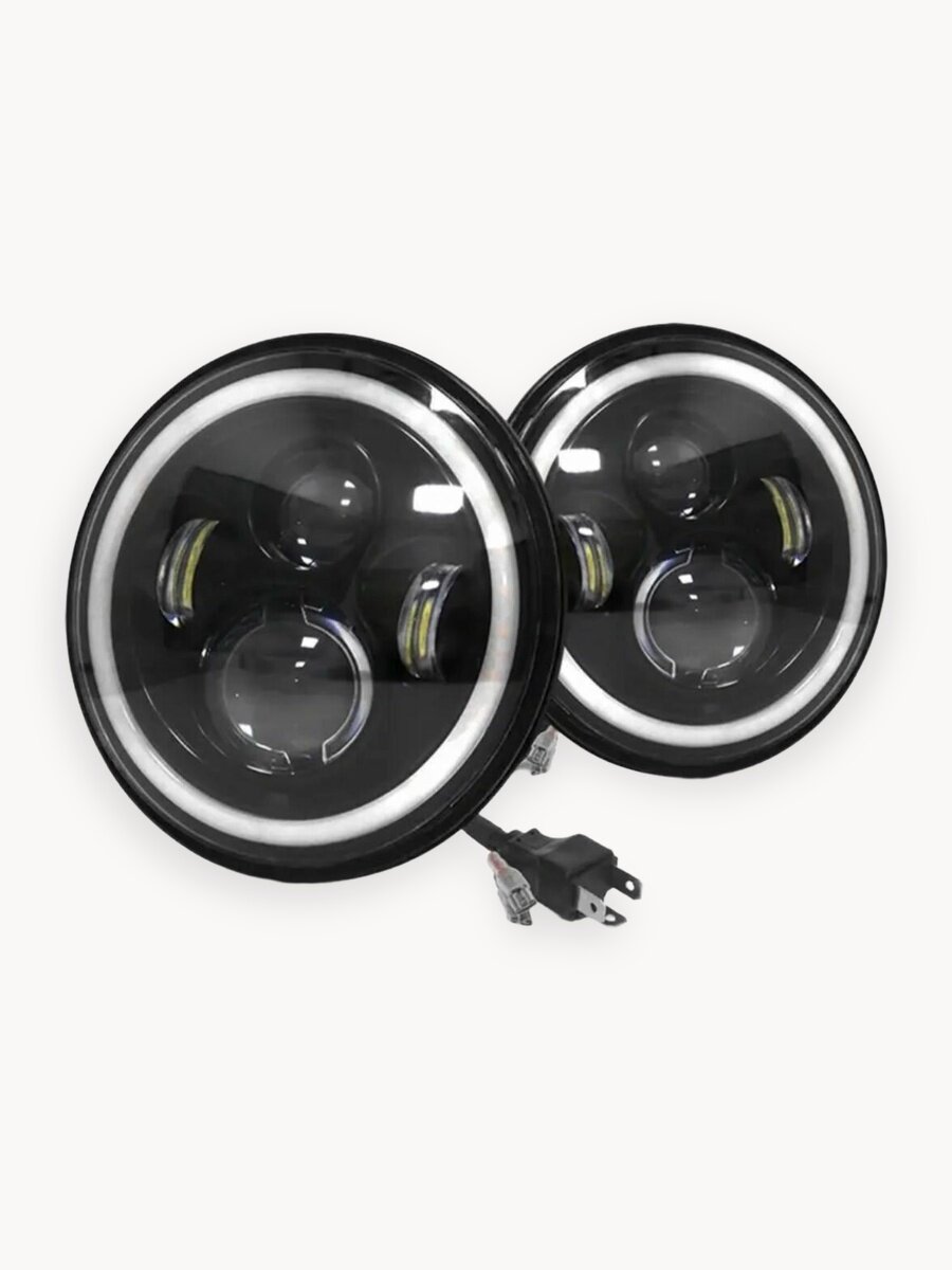 Передние фары на ниву 7 дюймов с ангельскими глазками 2шт
