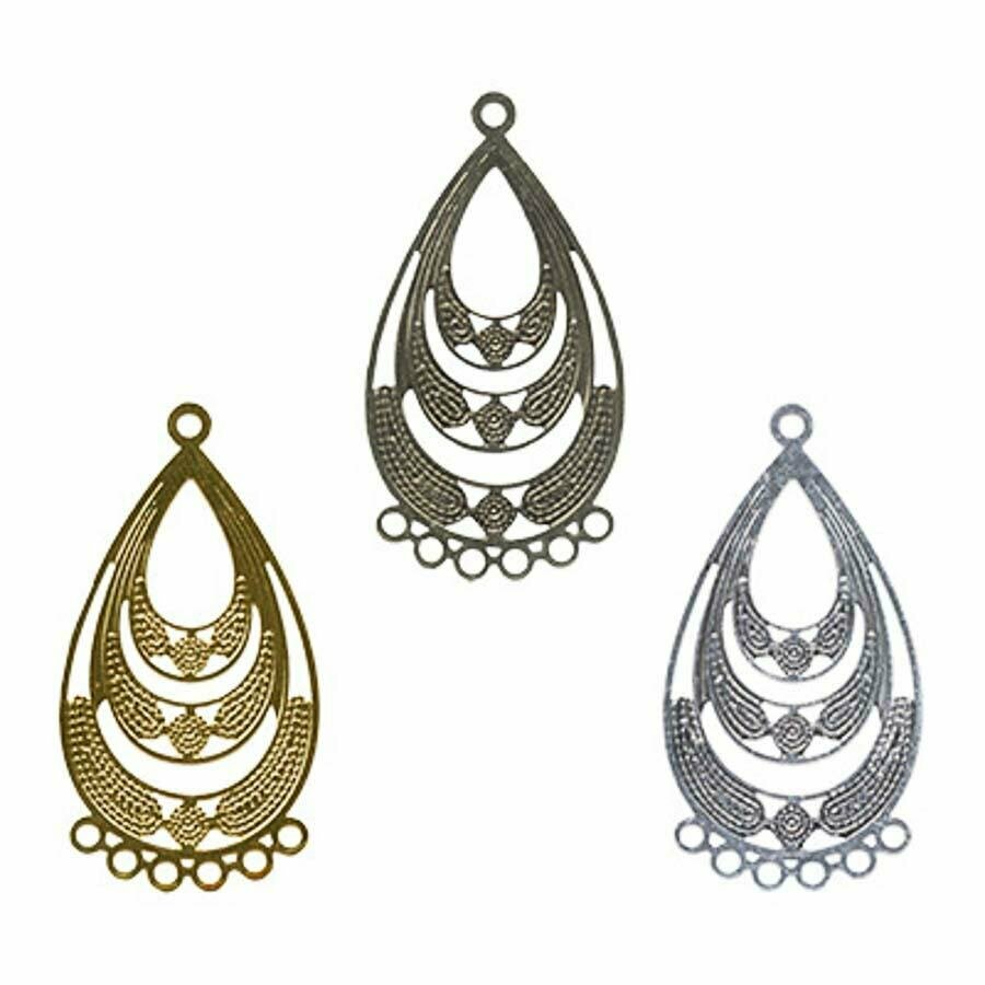 Zlatka Филигранные элементы FDP-025 3.4 см капля 4 шт