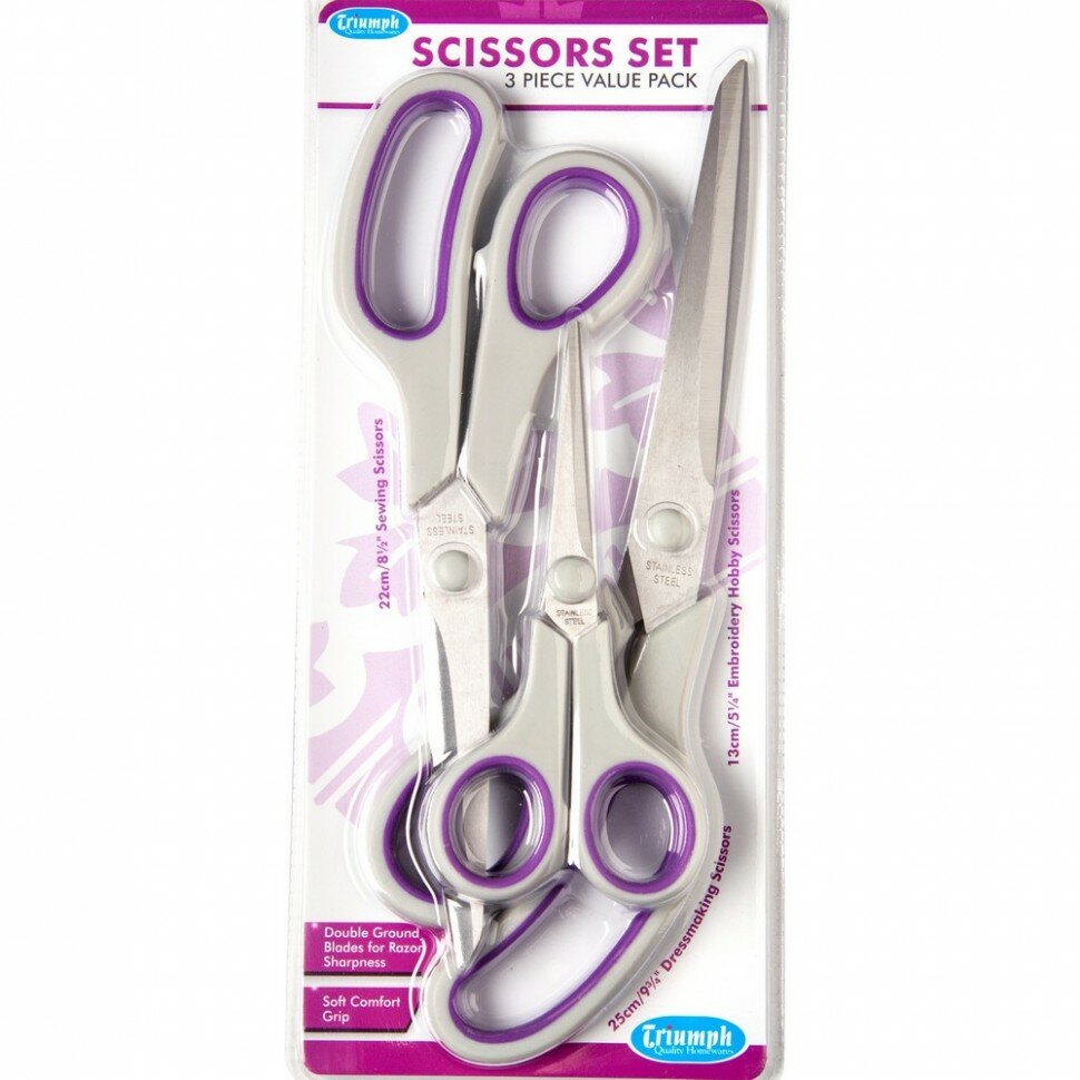 Hemline BT4806 Набор из 3-х ножниц для шитья и хобби, 250 мм