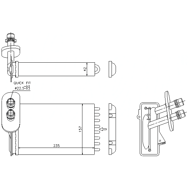 NISSENS 73921 (1J1819031 / 1J1819031A / 1J1819031A) радиатор печки VW-Golf (Гольф) iv97-