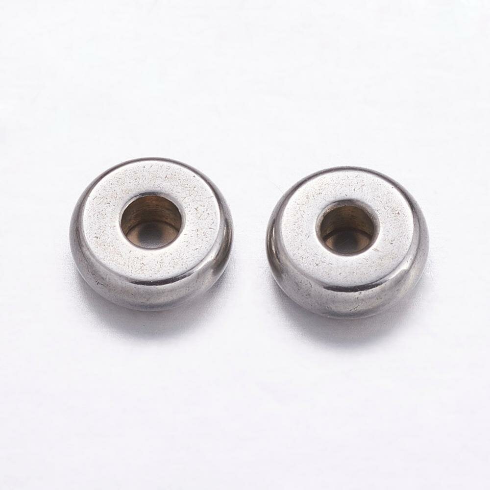 Бусина металлическая, 6х2мм, рондель Heishi, базовый материал - нержавеющая сталь, без покрытия, 4 грамма