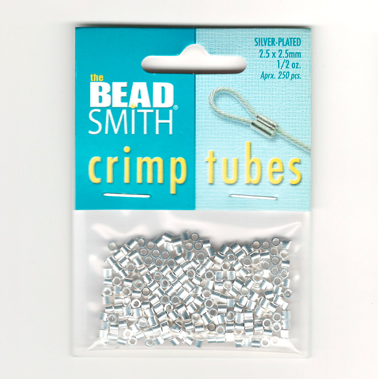 Кримпы, 2.5х2.5мм, Bead Smith, трубочки, базовый материал - латунь, посеребренные, около 250 шт.