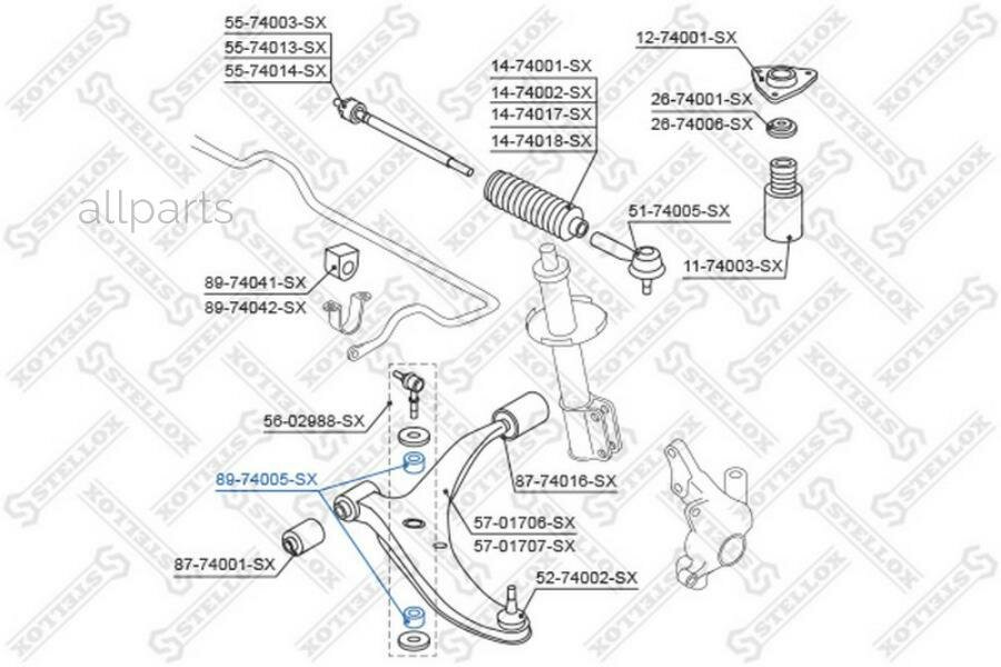 STELLOX 8974005SX втулка тяги стабилизатора!\ Nissan Sunny <95/Primera W10 90-98/Patrol 87>