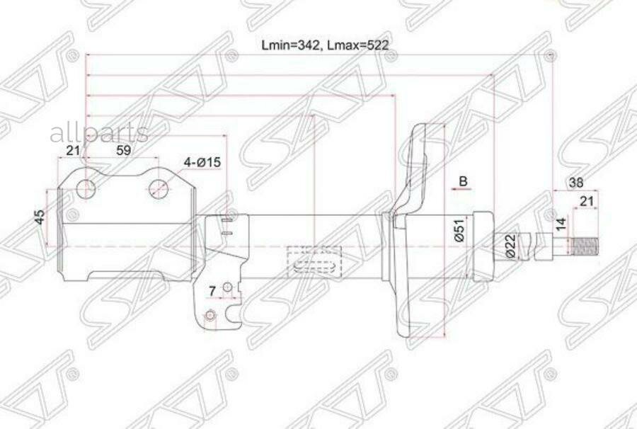 SAT ST-48510-80375 Стойка передняя Toyota Allion (T260) 07-21 / Premio 07-21
