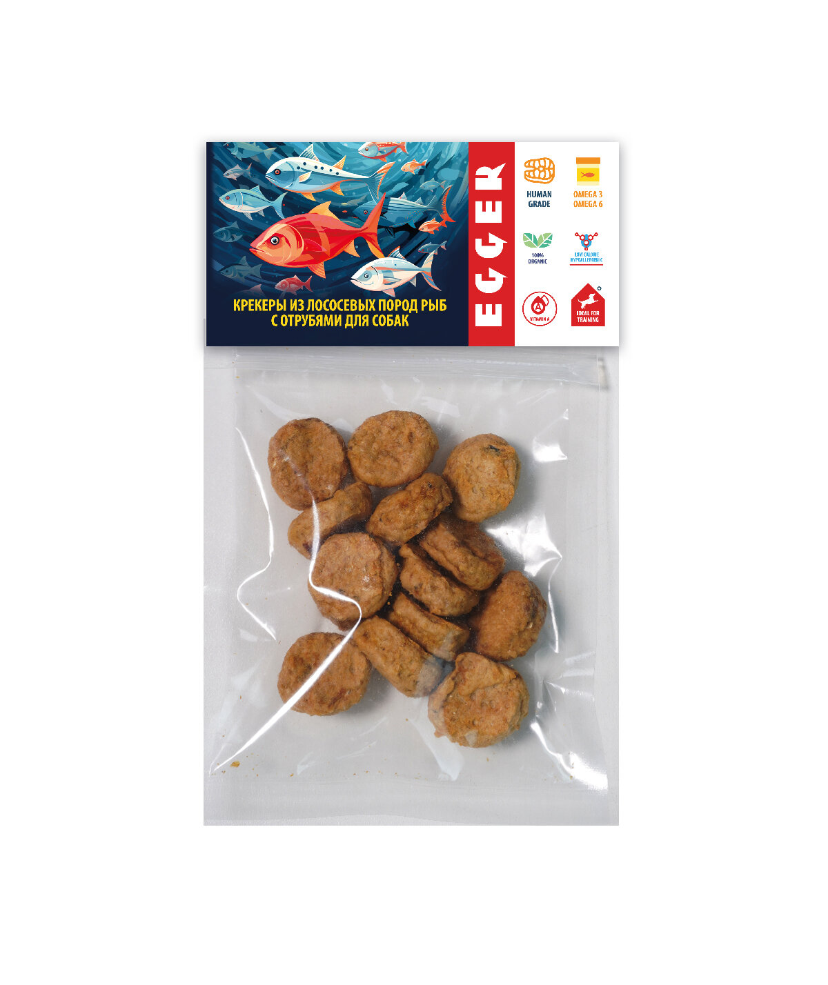 EGGER лакомство крекеры из лосося с отрубями для собак 40 г.