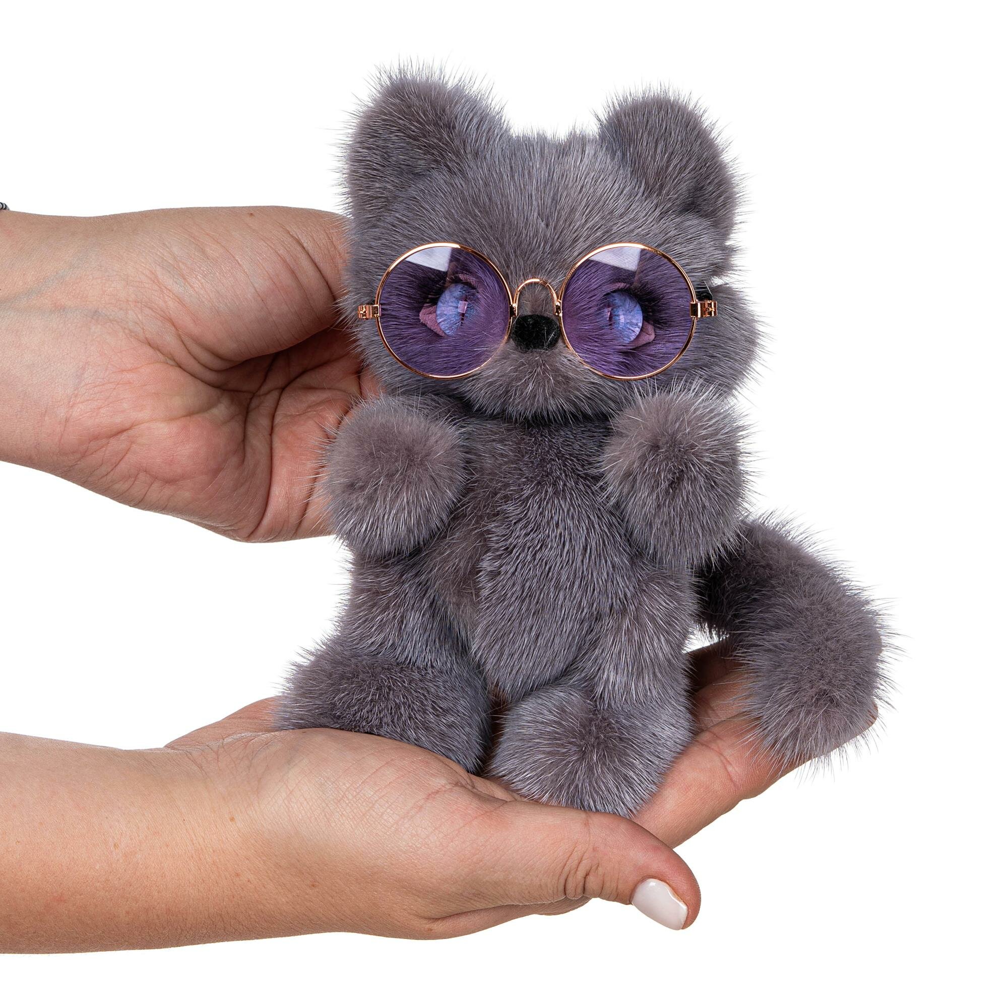 Мягкая игрушка котенок Holich Toys тедди из натурального меха сиреневый, котик, мягкие игрушки, игрушки для детей, детские игрушки, игрушки для девочек, игрушки для мальчиков