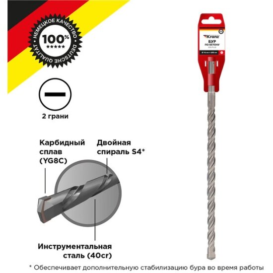 Бур по бетону Kranz 16x600x540 мм SDS-plus