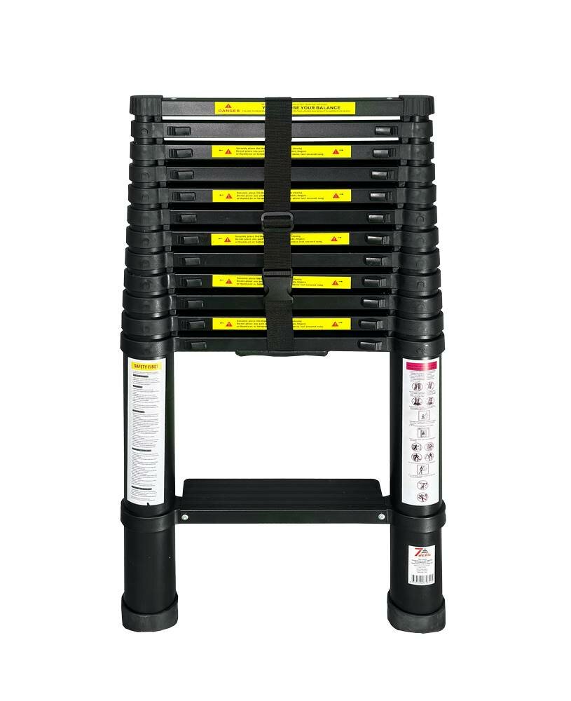 Лестница Телескопическая Черная Sevenberg Ay-38 С Широкими Ступенями 3,8 М. Длина В Разложенном Виде, 1Х13 Ступеней.