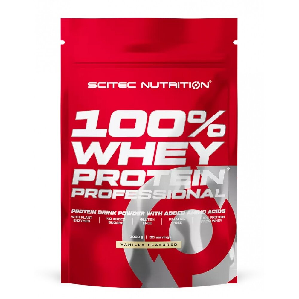 Протеин сывороточный Scitec Nutrition 100% Whey Protein Professional, 1000 г, Вкус Strawberry / Клубника