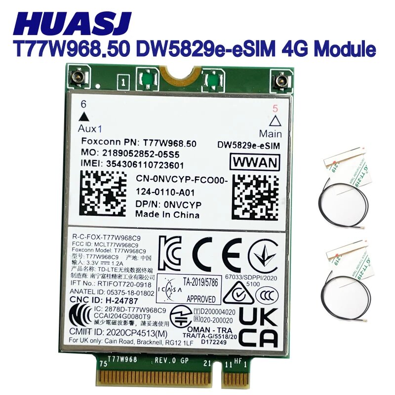 HUASJ 4G Модуль DW5829e-eSIM для ноутбука Dell