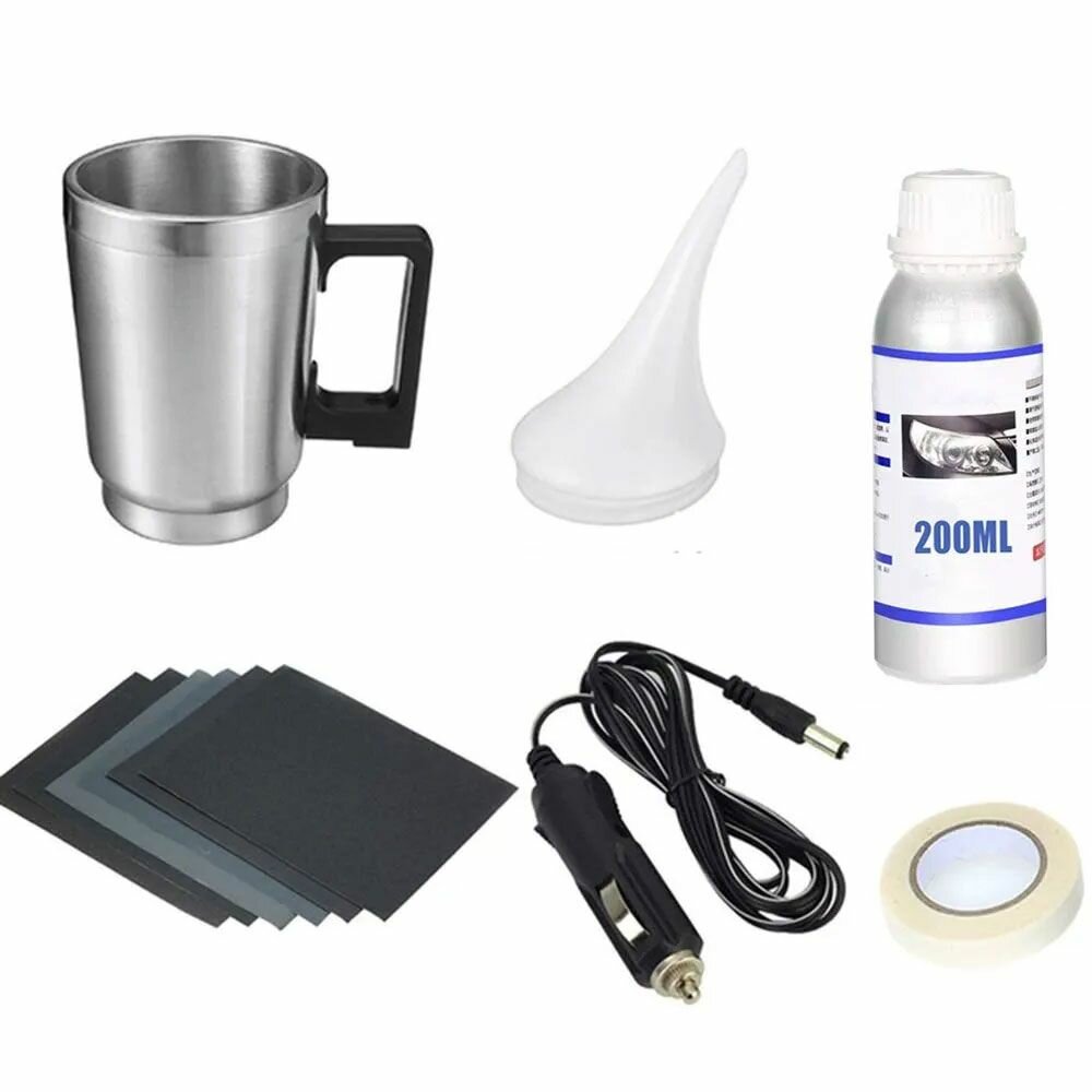 Набор 12V для бесконтактной химической полировки паром фар автомобиля чайником Кристалл