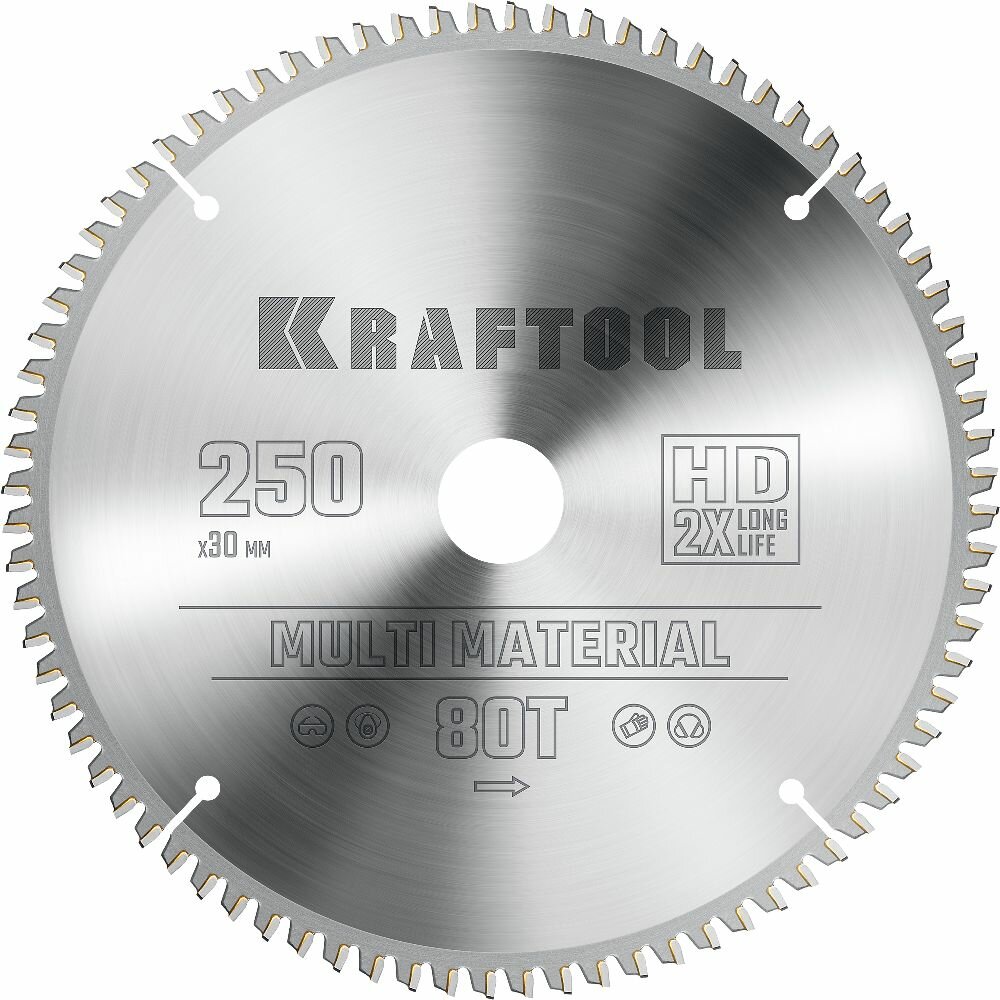 Диск пильный по алюминию, пластику 250*30 мм. Kraftool 36953-250-30