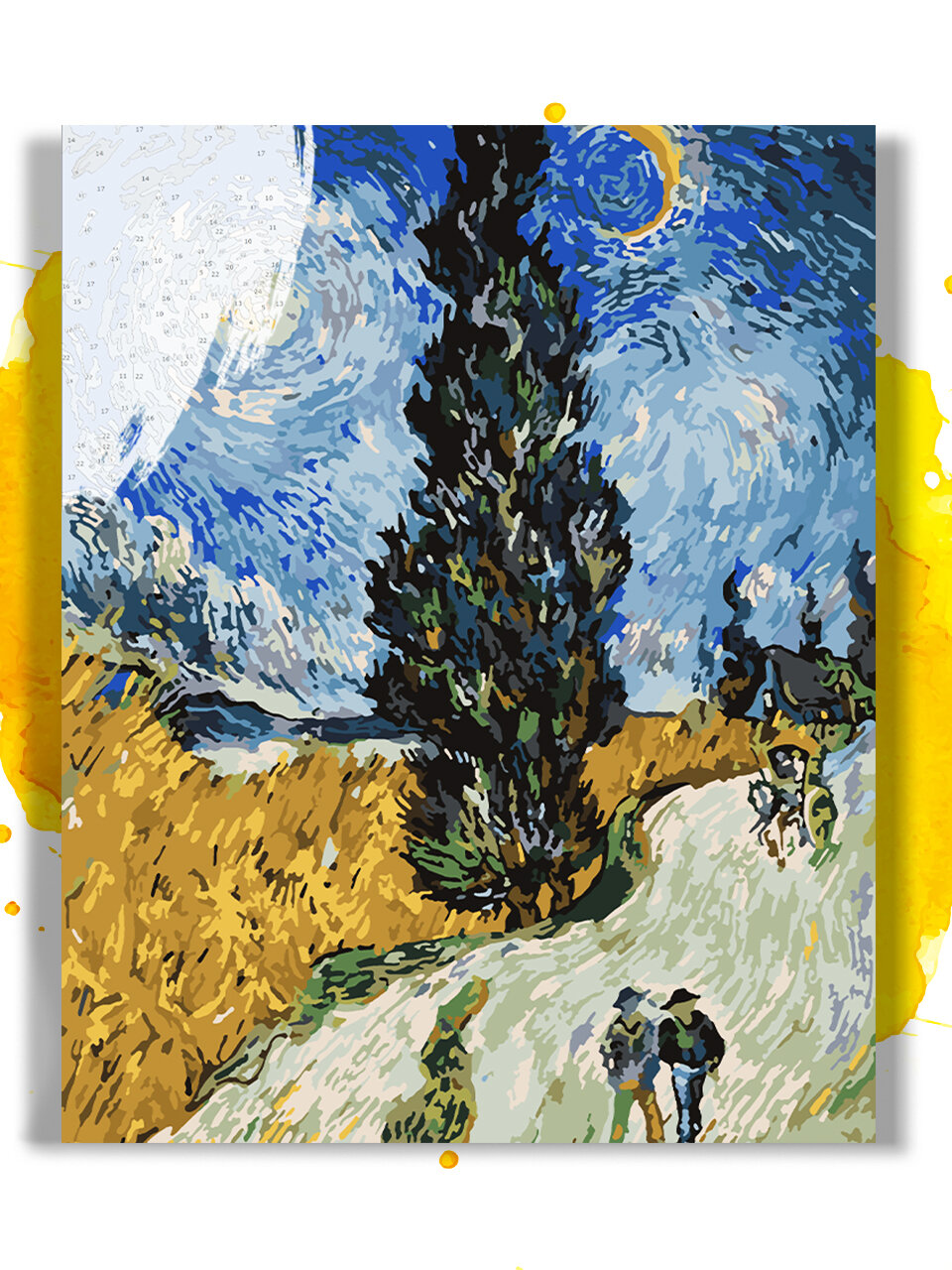 Картина по номерам на холсте Винсент Ван Гог - Кипарисы На Фоне Звездного Неба, 40 х 50 см