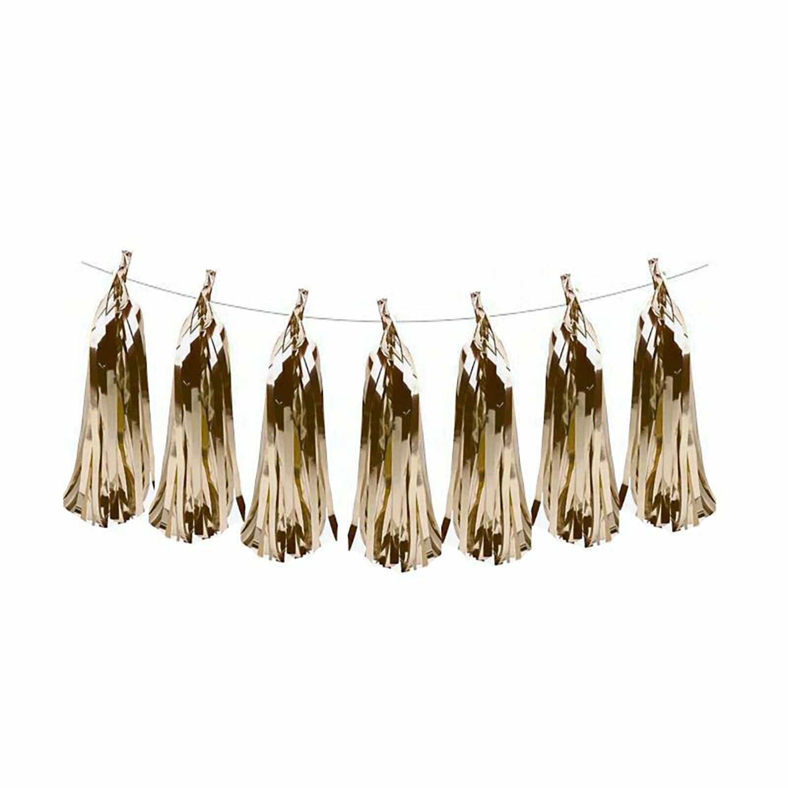 Гирлянда фольгированная "Тассел" Античное золото, 12*35 см, 10 шт. / Веселый праздник