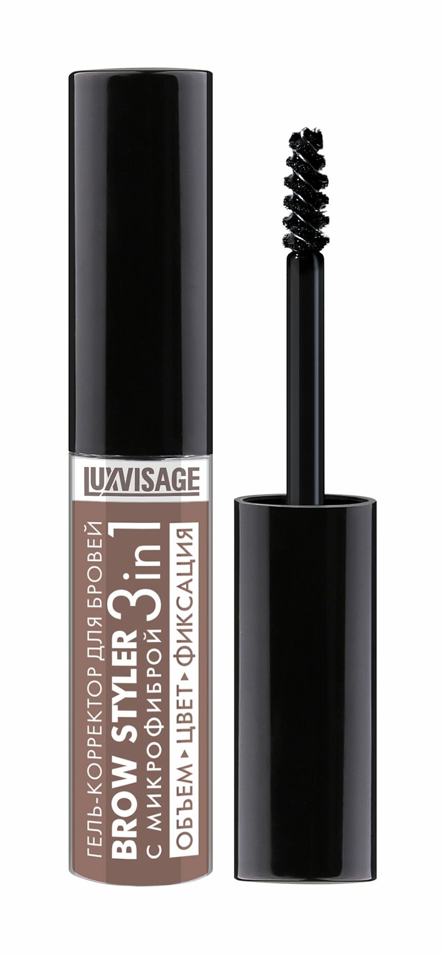 LUXVISAGE Гель-корректор для бровей с микрофиброй BROW STYLER 3 in 1, 03 тон