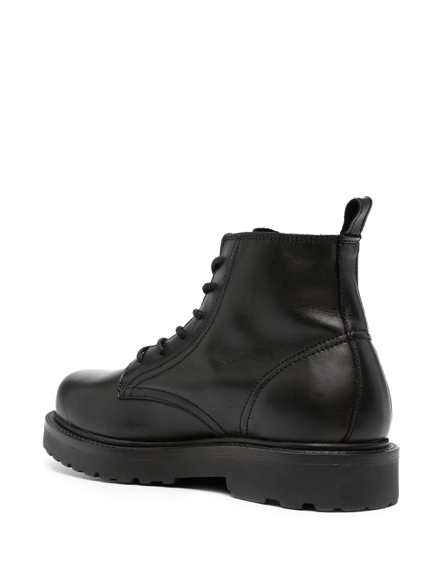 Ботинки Tommy Jeans Logo-patch lace-up leather boots, размер 41 EU, black/black — фото 1
