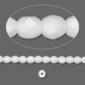 Бусины стеклянные, 4мм, Preciosa, граненые, белые, 100 шт, низка