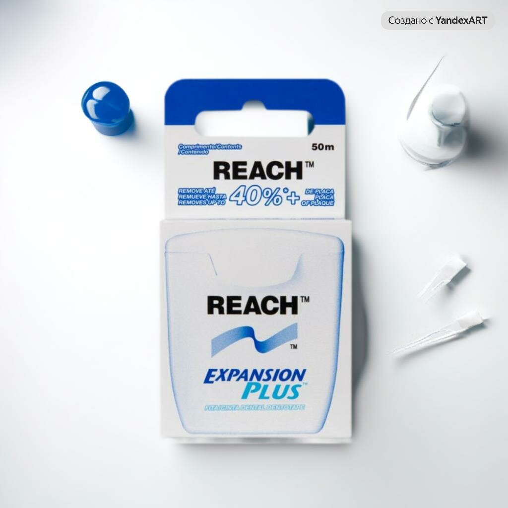 Зубная нить Reach Dentotape, пропитанная воском, 50 м
