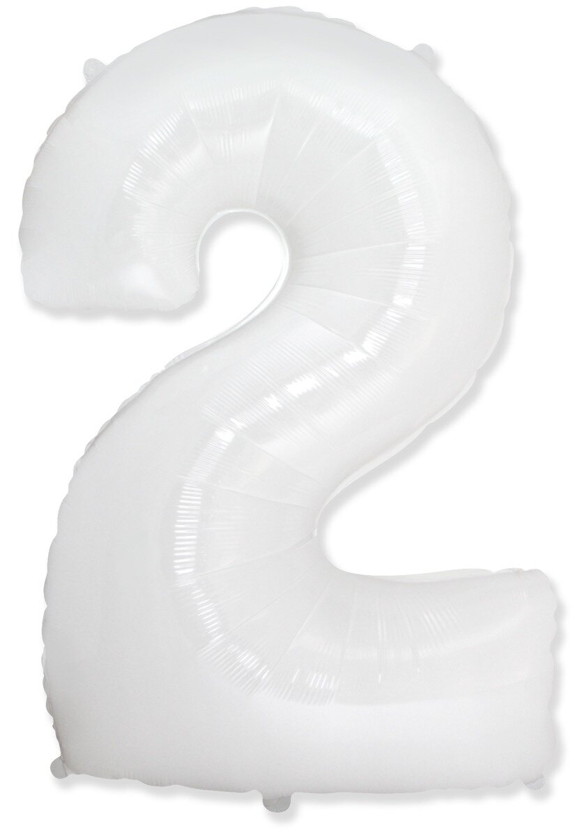 Шар (40'/102 см) Цифра, 2, Белый, 1 шт.
