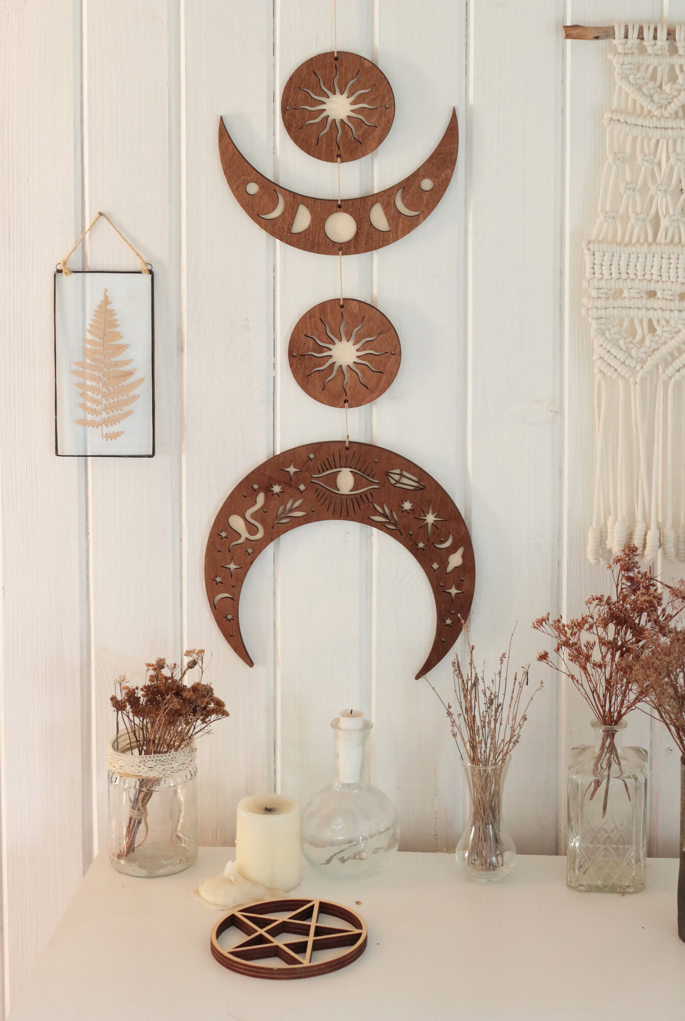 Настенный бохо декор 'Фазы Луны'