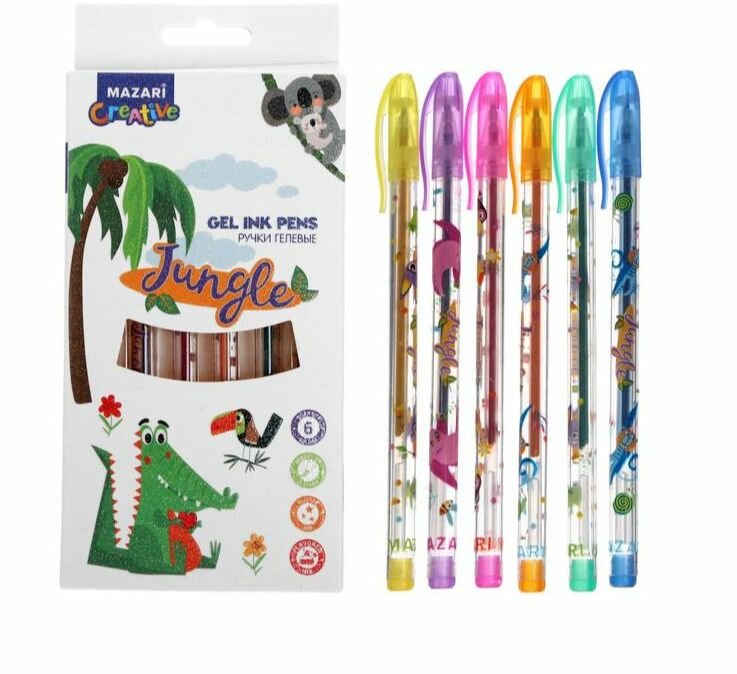 Набор гелевых ручек с блестками 6 штук, 6 цветов