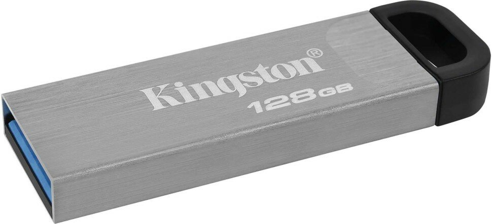 Флеш Диск Kingston 128Gb DataTraveler Kyson DTKN/128GB USB3.1 серебристый/черный — фото 1