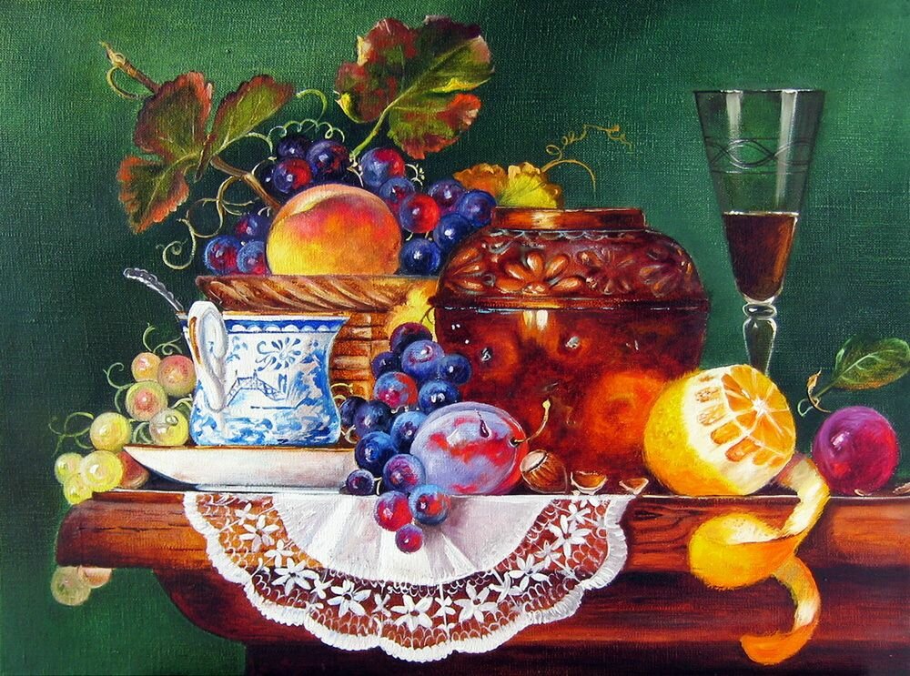 Алмазная мозаика на подрамнике/ Картина стразами "Натюрморт", 40х50 см, сложность 5, цветов 22/ Komas