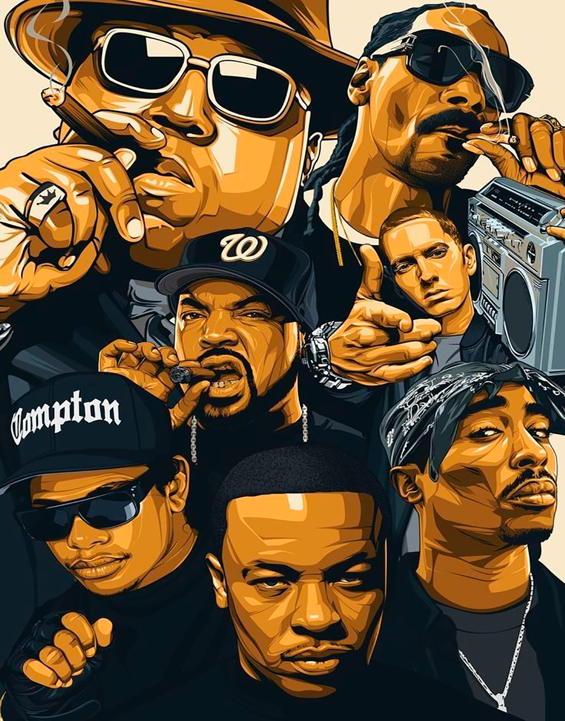 Картина по номерам "Звездные рэперы" 40х50 см, хлопковый холст на подрамнике, акрил, АртТойс