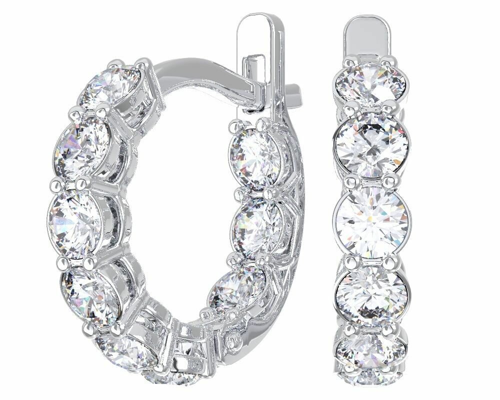 Серьги, серебро, 925 проба, фианит
