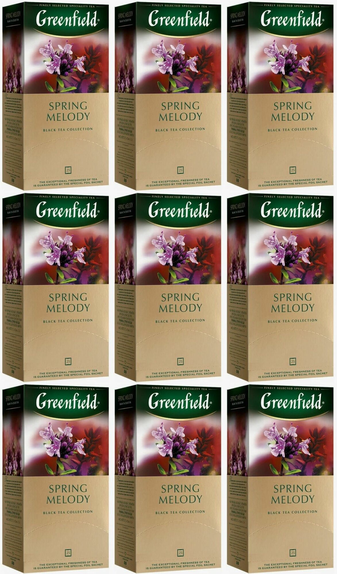Greenfield Чай черный байховый Spring Melody, 25 пакетиков, 9 уп