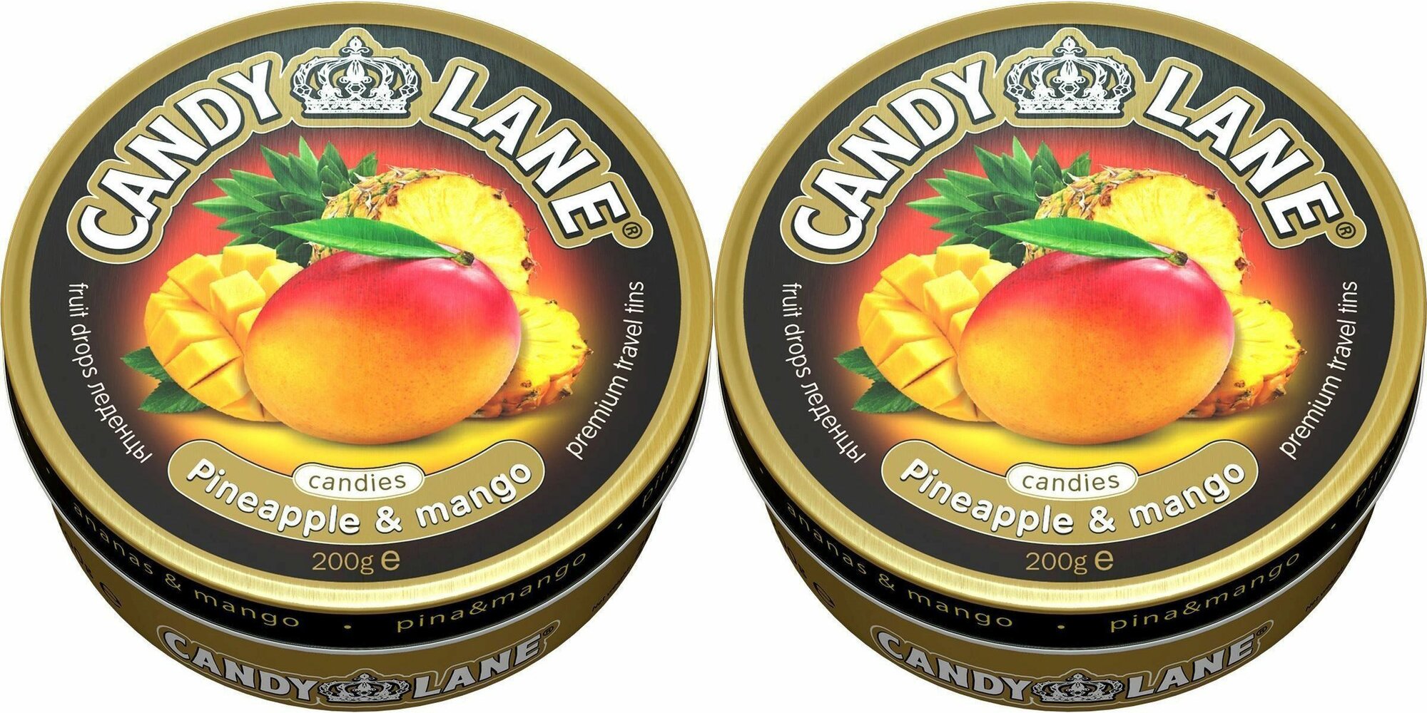 Candy Lane Леденцы Фруктовые, Ананас и манго, 200 г, 2 уп