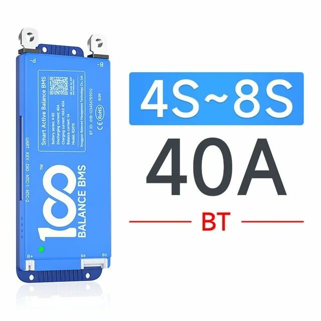 Модуль контроля заряда с балансировкой Smart BMS Daly 40A 4-8S, для АКБ: Lifepo4, Li-ion, LTO, Bluetooth, 1 шт