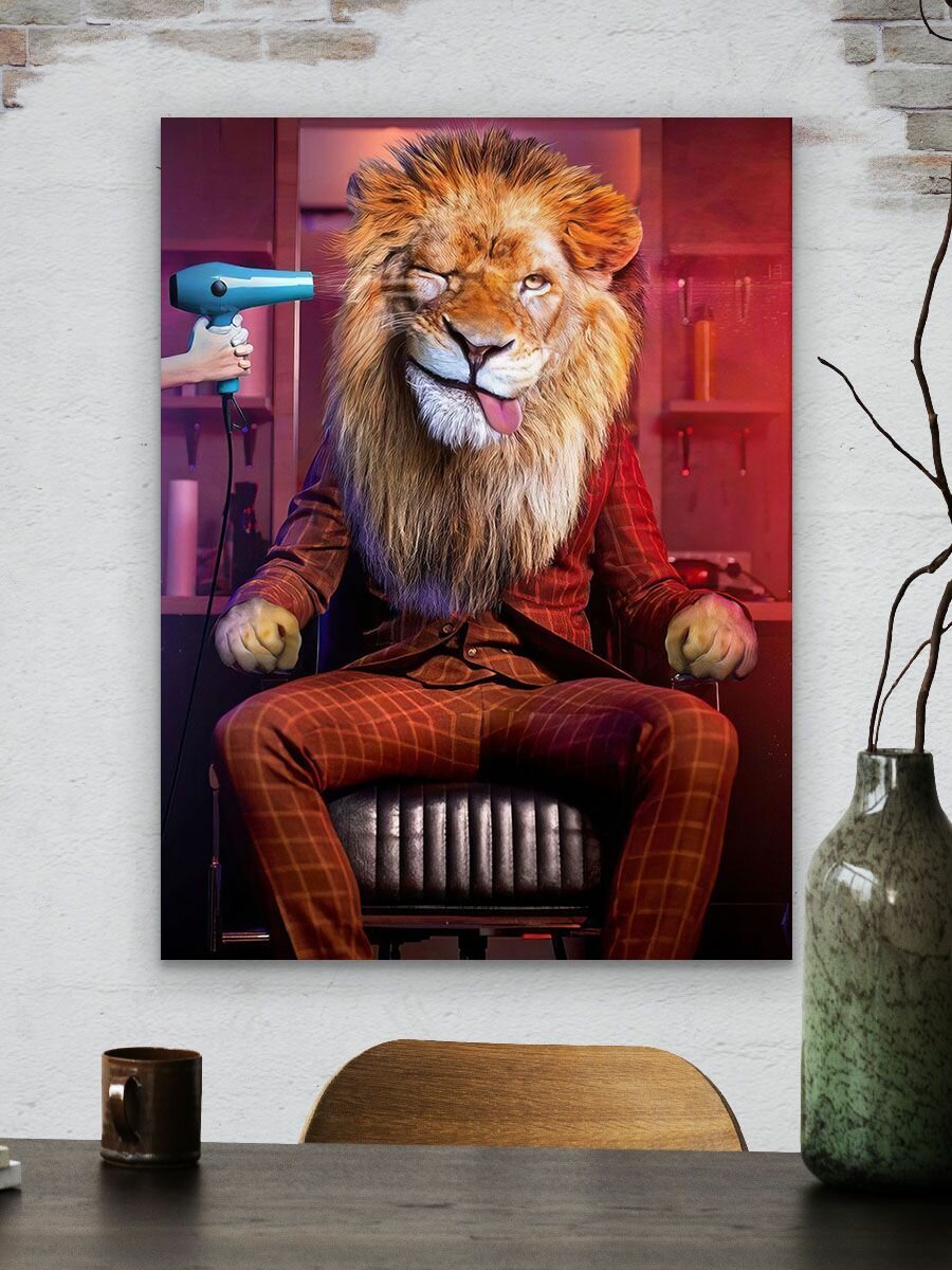 Картины для интерьера 20х30 В салон парикмахерская лев