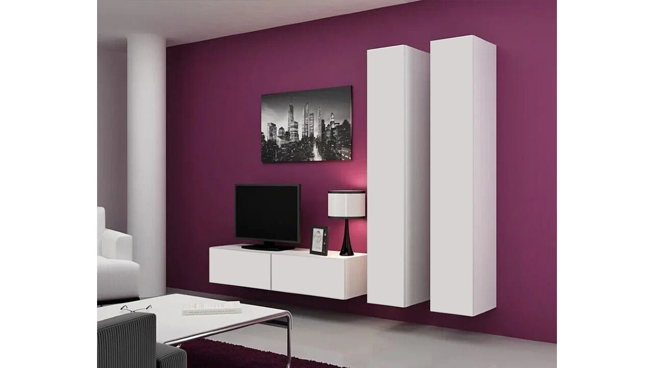 Гостиная Виго 9 Белый Фасадный 0101 NEW 220x42x180 см, GOODFORM