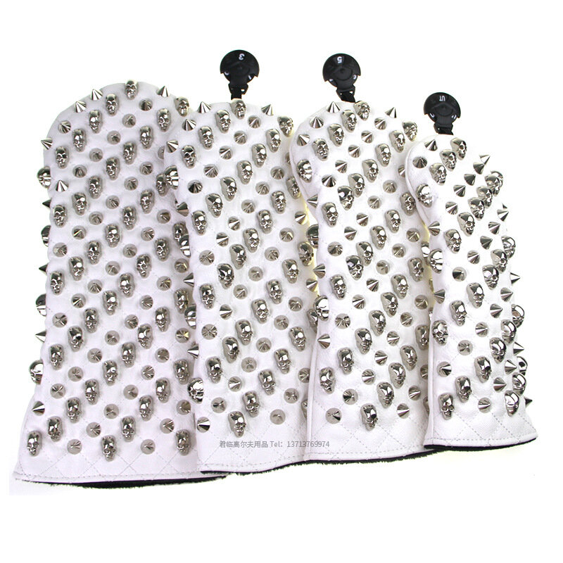 Набор клюшек для гольфа "Череп", деревянные, с серебряными заклепками, 4 шт