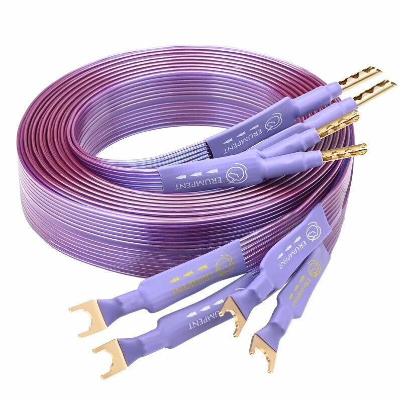 ERUMPENT HiFi OCC акустический кабель для динамиков Banana to Y plug, 1,5 м