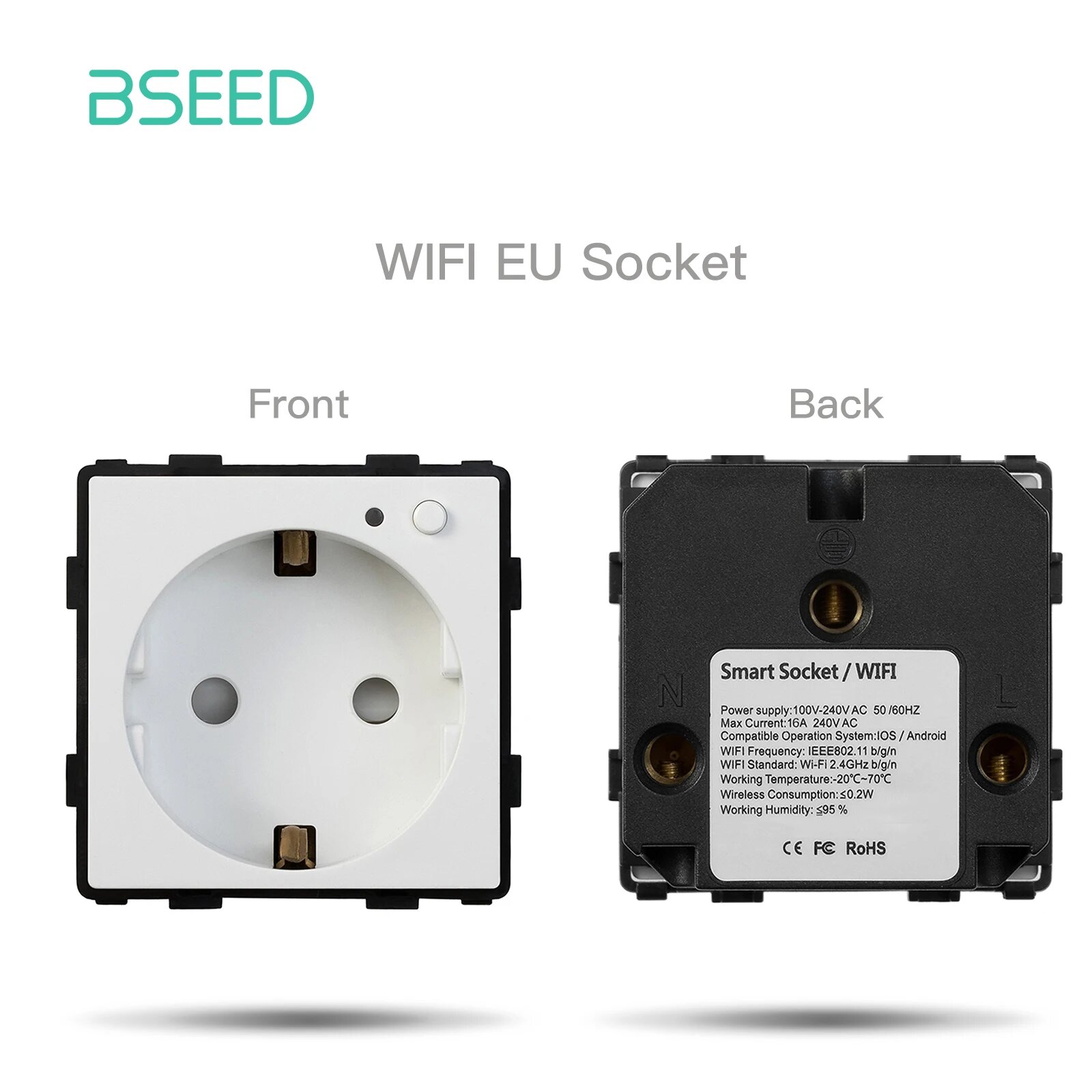 БSEED умная розетка без рамки синяя подсветка Smart Socket White