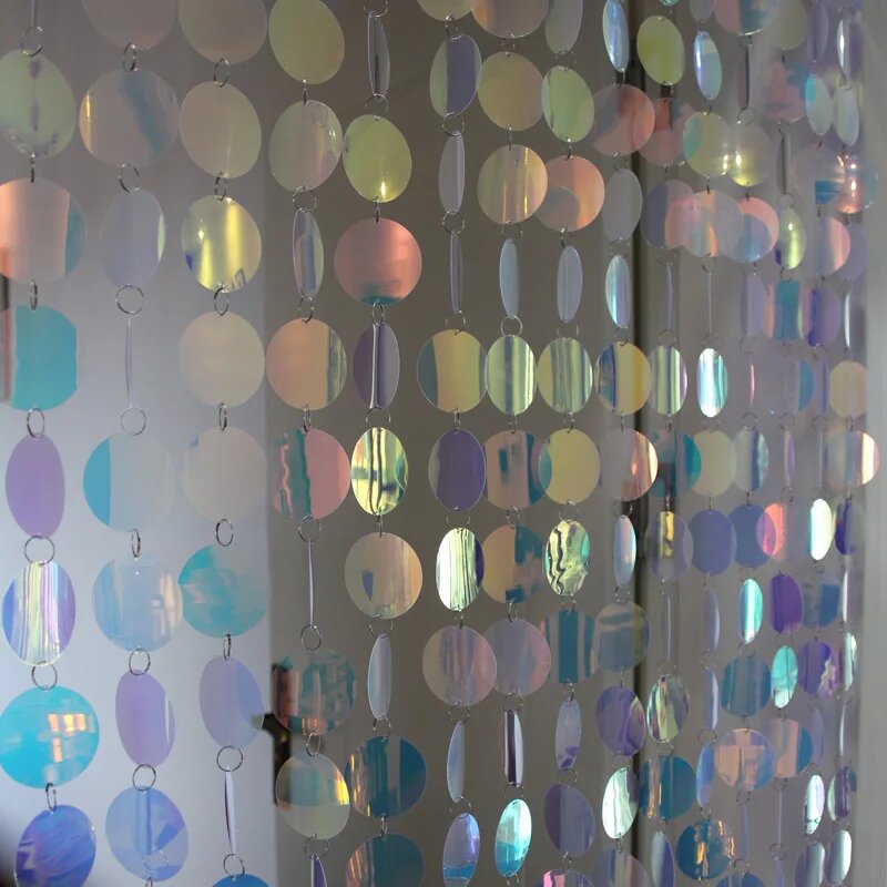 Блестящие шторы FAWNUOS из ПВХ Transparent AB color