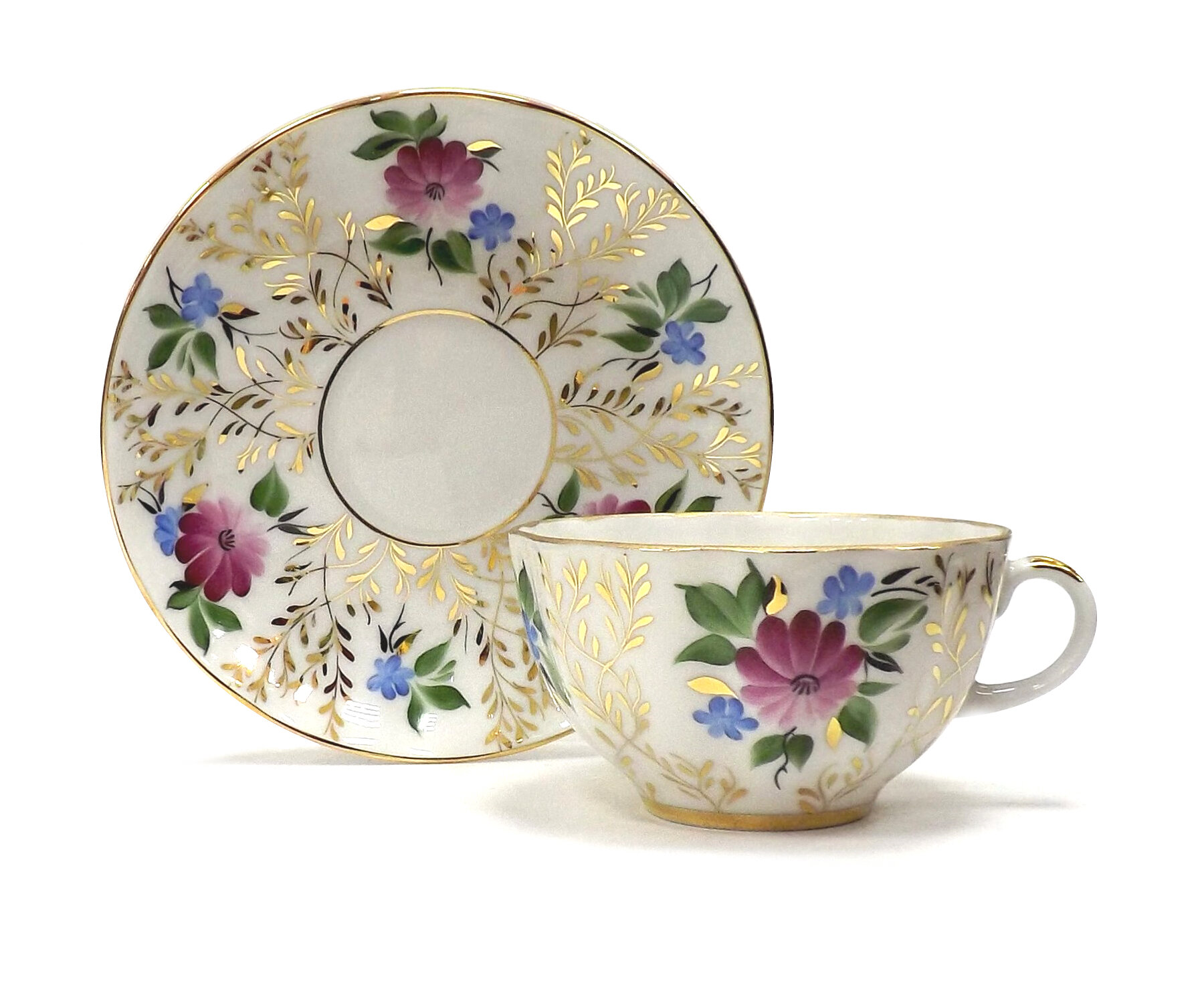 Чашка с блюдцем ИФЗ Тюльпан, Золотые травки, 250мл, фарфор 81.10039.00.1