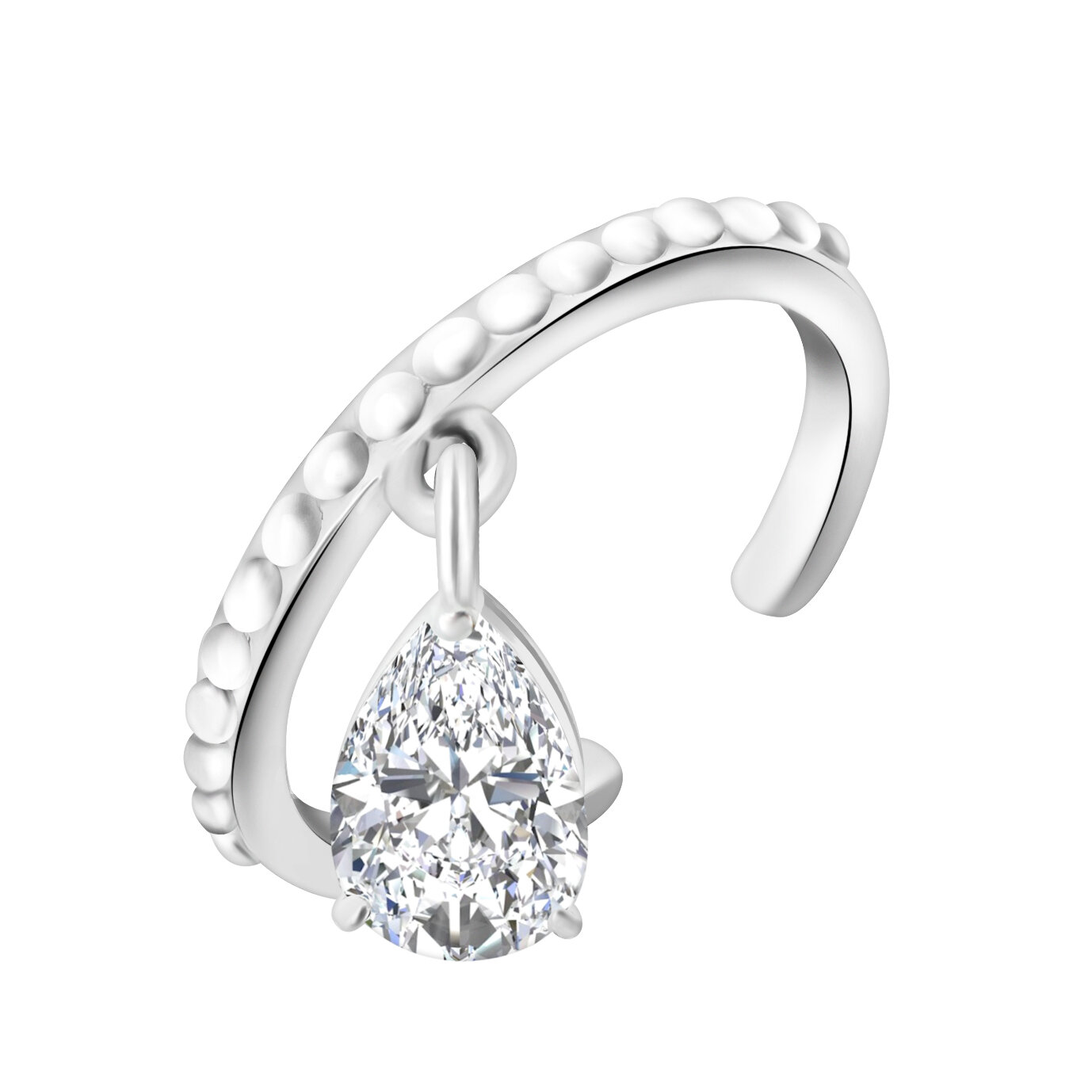 Кольцо, серебро, 925 проба, фианит