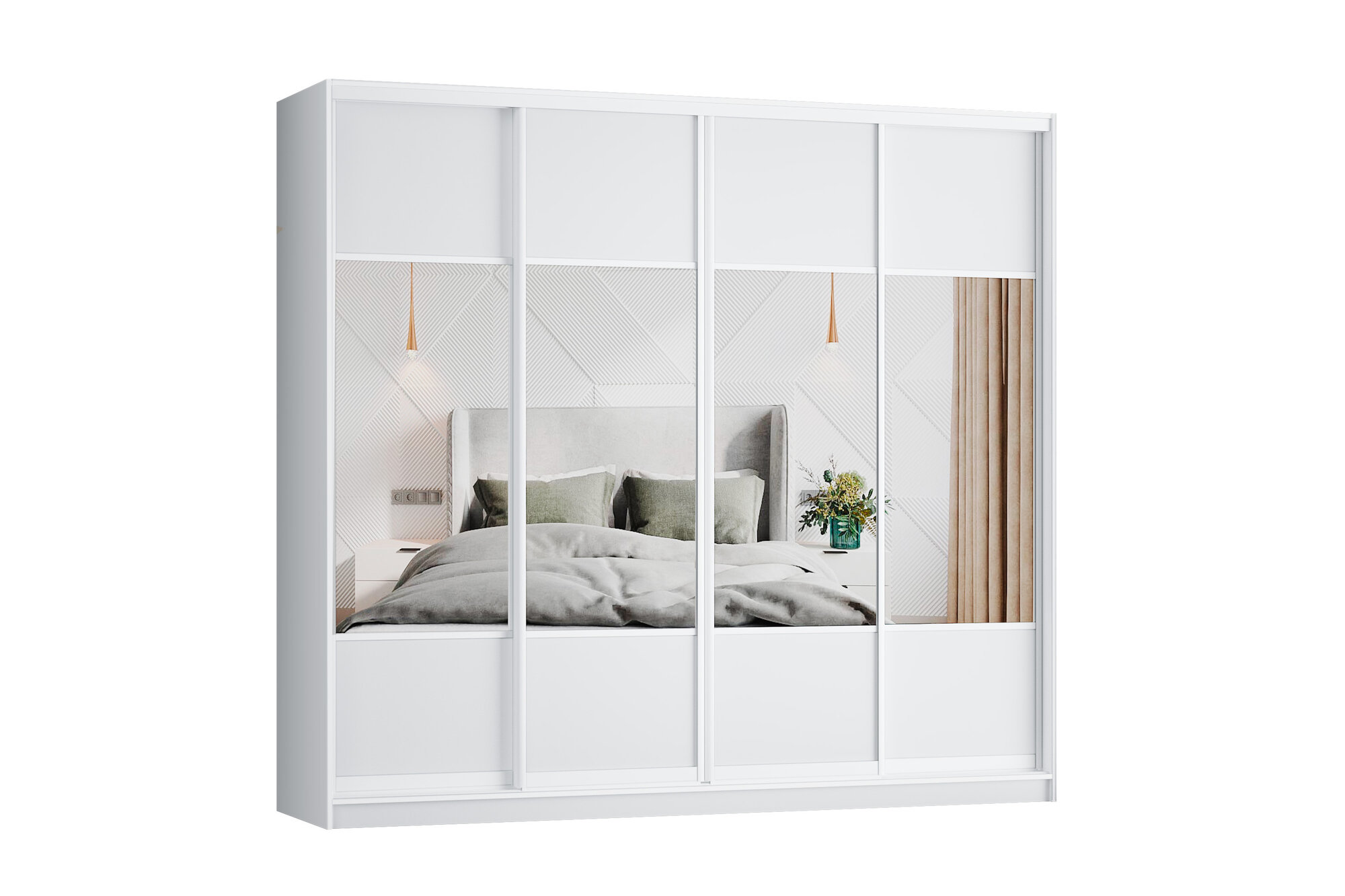 Шкаф-купе Марвин 4 200-45-200 белый профиль белый глянец наполнение белье/платье/платье