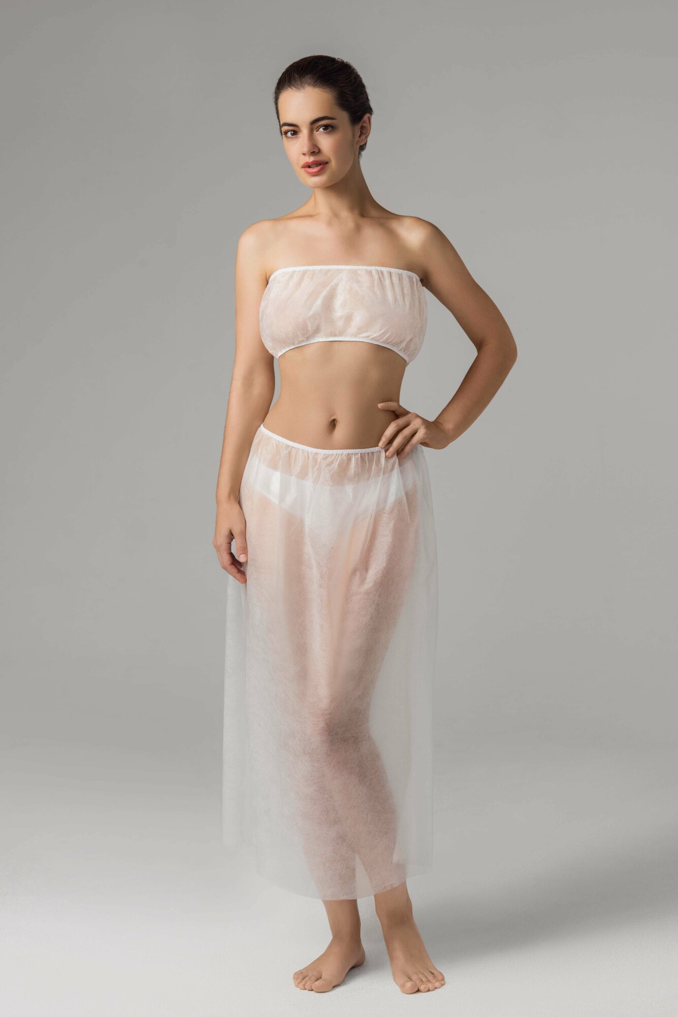 Парео на резинке белый спандбонд 30 г/кв. м 150х80 см 10 шт/упк Чистовье