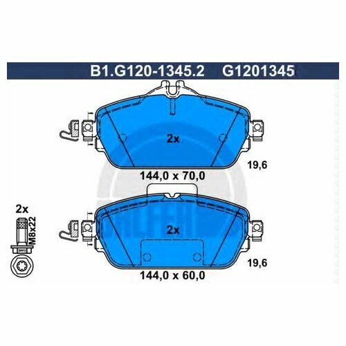 Комплект передних тормозных колодок Galfer B1G12013452 для Mercedes C-CLASS A205, C205, S205, W205, E-CLASS A238, C238, S213, W213