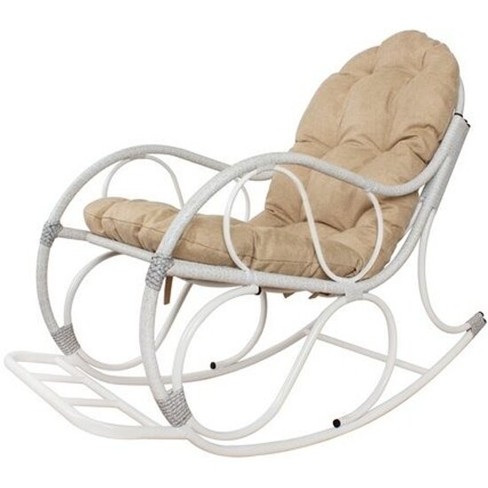 Кресло-качалка M-group Элит разборное белое, подушка Лен