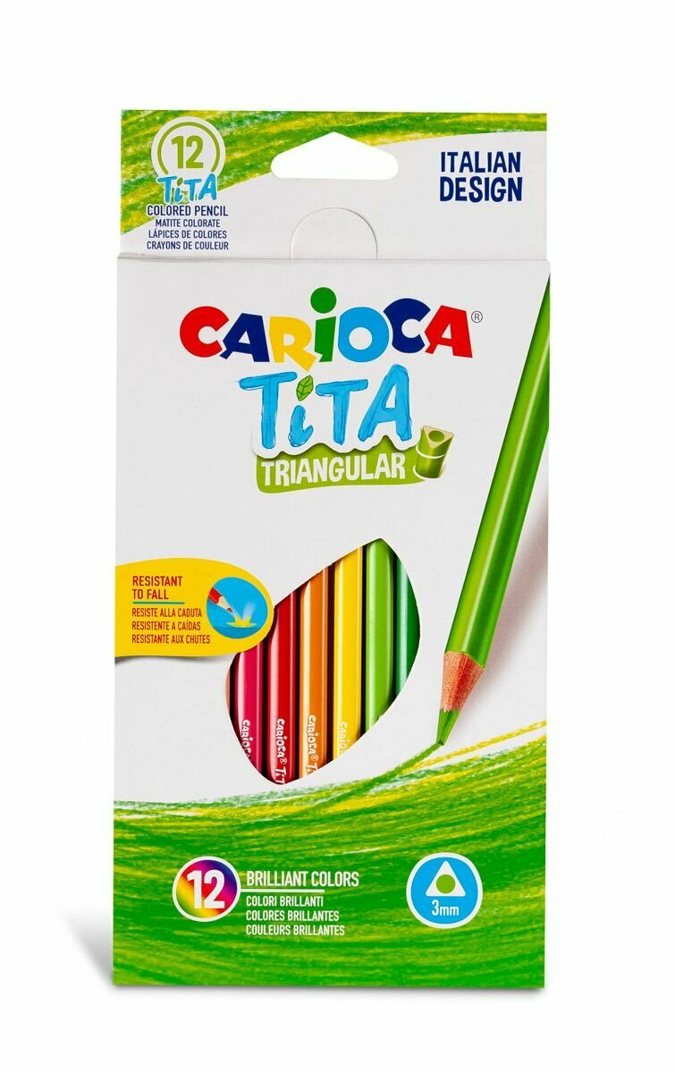 Карандаши цветные пластиковые трехгранные "Carioca" "Tita" заточенный 12 цв